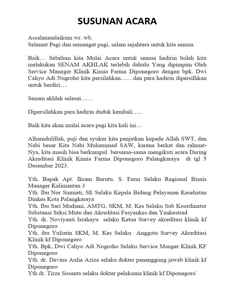 Susunan Acara Dan Baca Doa | PDF