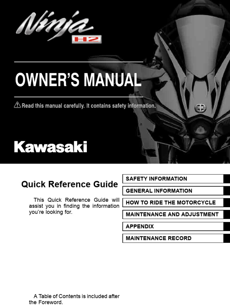 Kawasaki Motorcycle Owner's Manual | PDF | Exhaust Gas | Mechanical ...
