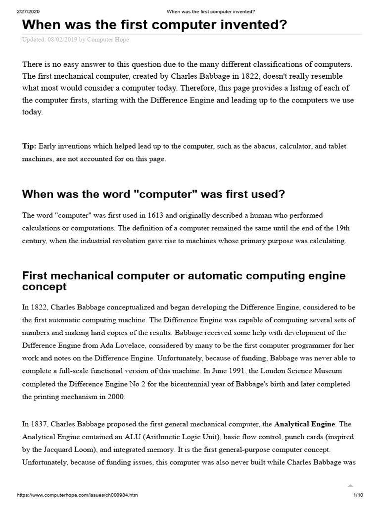 When Was The First Computer Invented | PDF | Personal Computers | Ibm ...