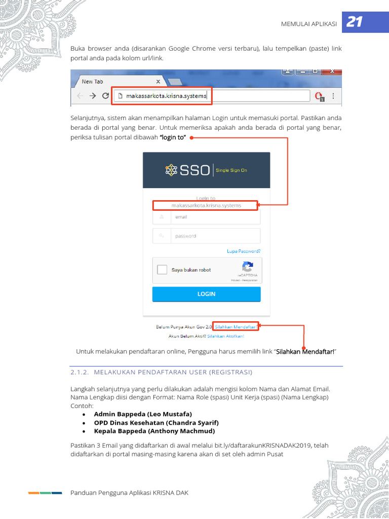 Manual KRISNA DAK - Registrasi Dan Set Role | PDF