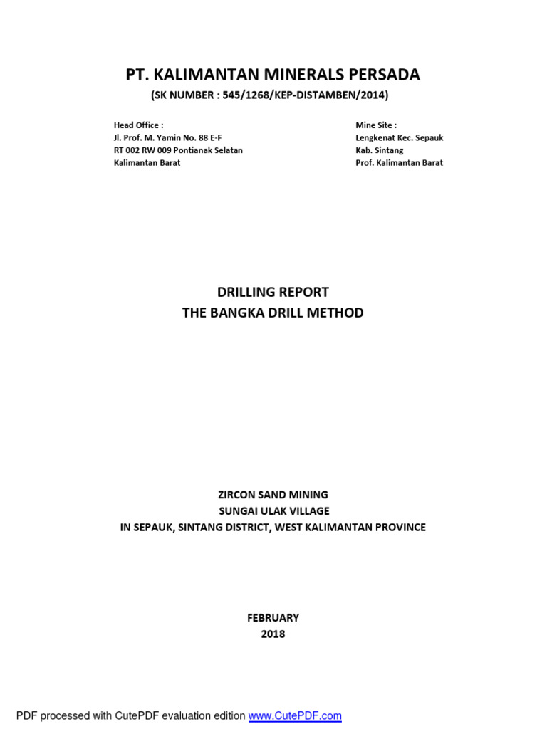 Drilling Report of Nov - Dec 2017 (PT - KMP) | PDF | Mining | Sandstone