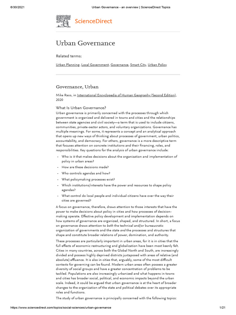 Understanding Urban Governance | PDF | Governance | Entrepreneurship