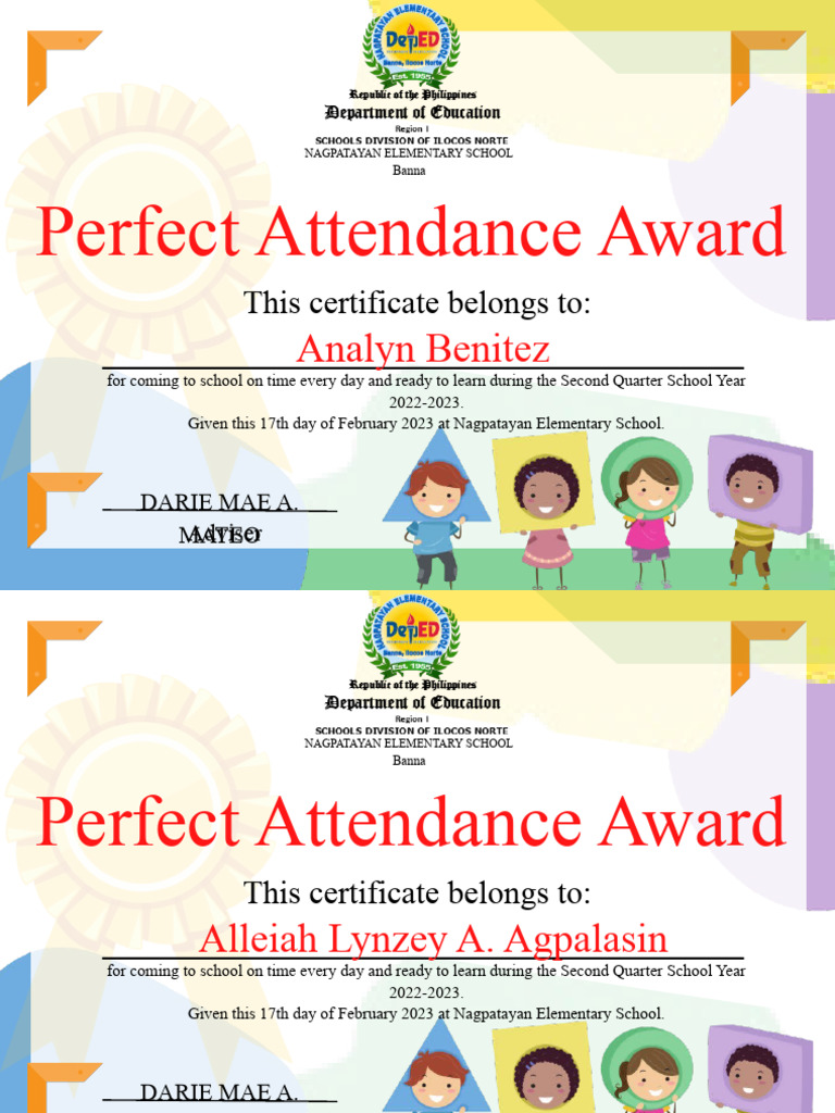 Perfect Attendance First Quarter 2022 Final | PDF