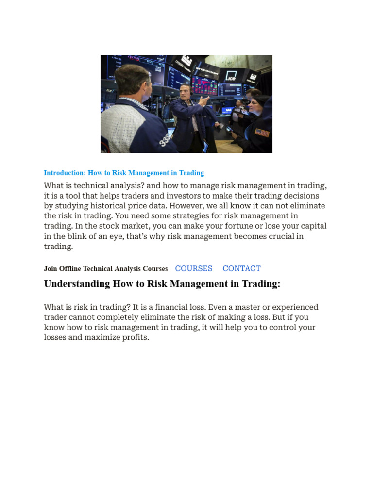 How To Risk Management in Trading | PDF | Technical Analysis | Risk