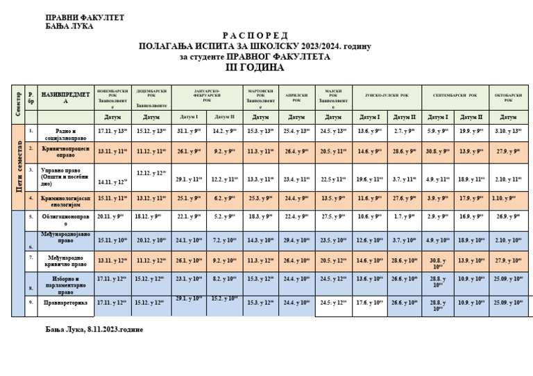 Ispitni Rokovi III God. Sk. 2023 2024 1 | PDF Ispitni Rokovi III God. Sk. 2023 2024 1 | PDF