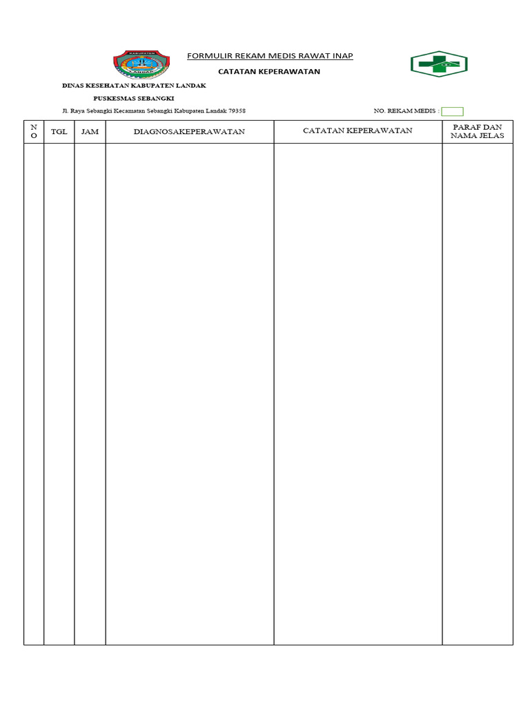 FORMULIR CATATAN PERAWAT Puskesmas Sebangki | PDF