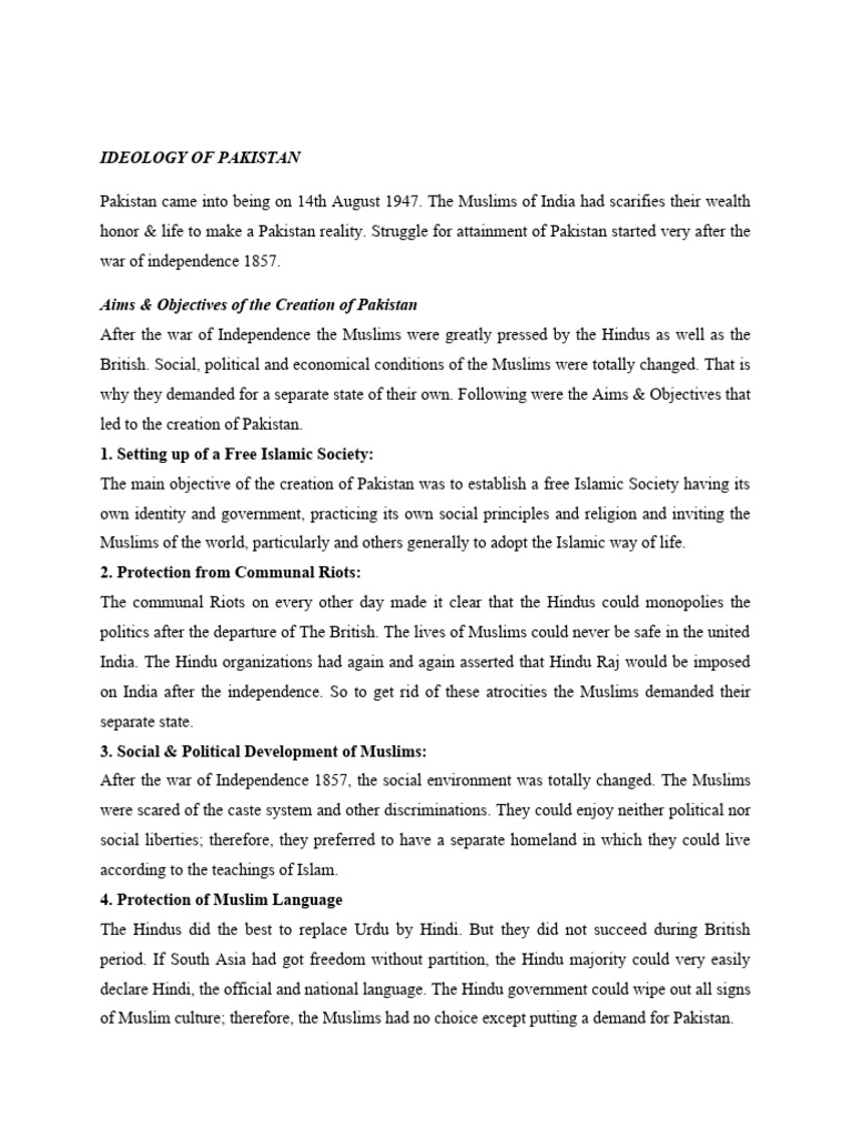 Ideology Of Pakistan Pdf Two Nation Theory Muhammad Ali Jinnah