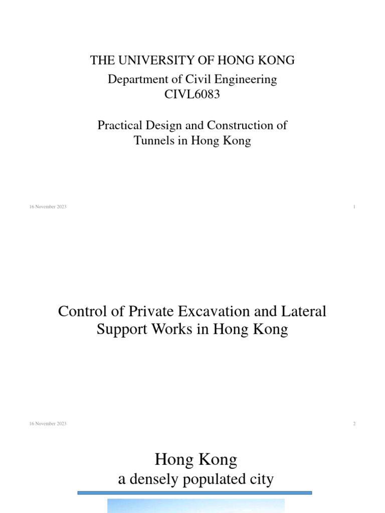 HKU2023 5. Control of Private ELS Works | PDF | Geotechnical ...
