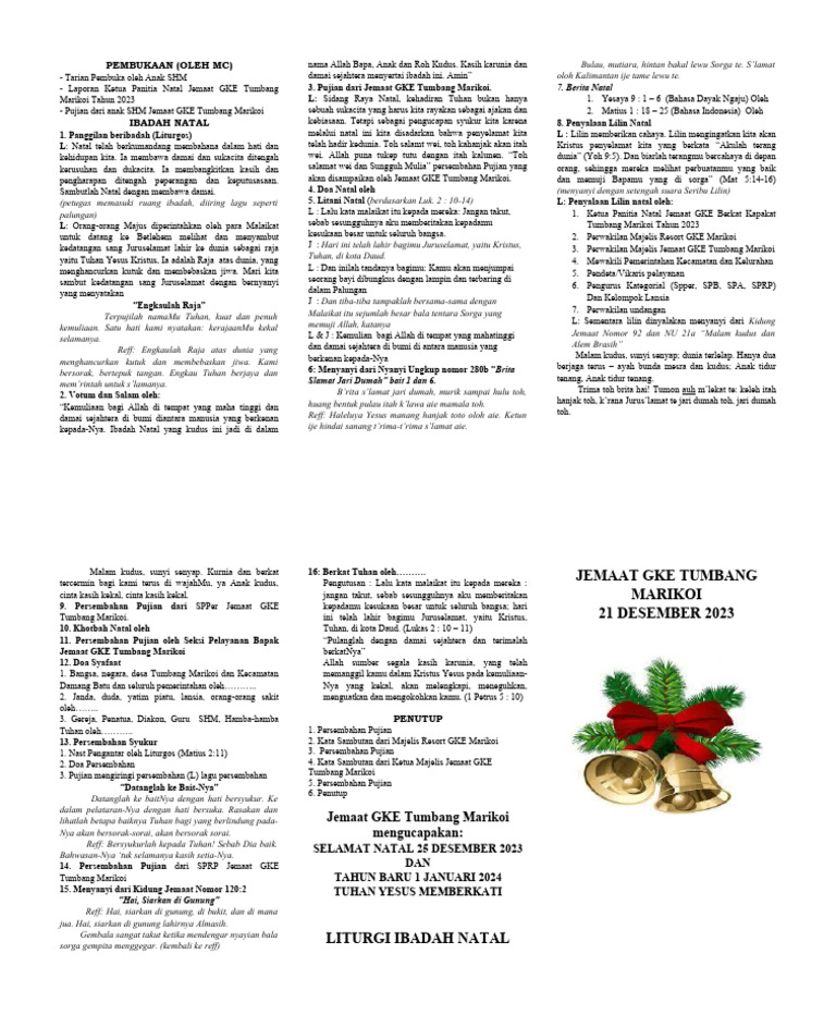 Liturgi Ibadah Natal Jemaat | PDF