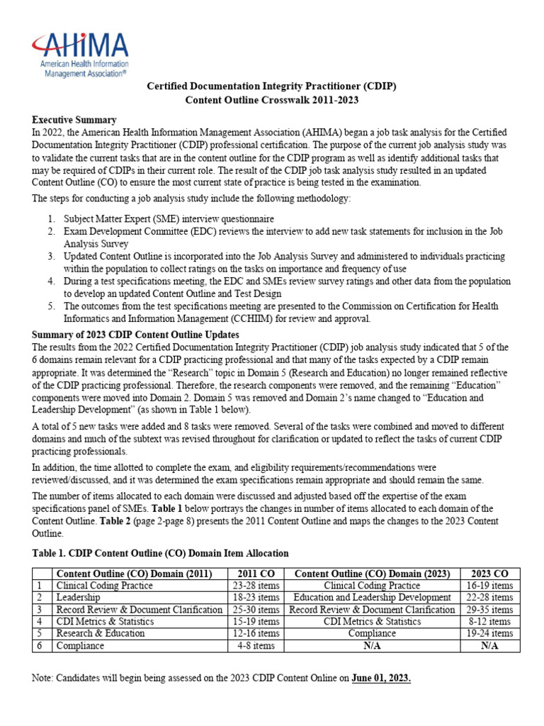 2023 CDIP Certification Content Update | PDF | Regulatory Compliance ...