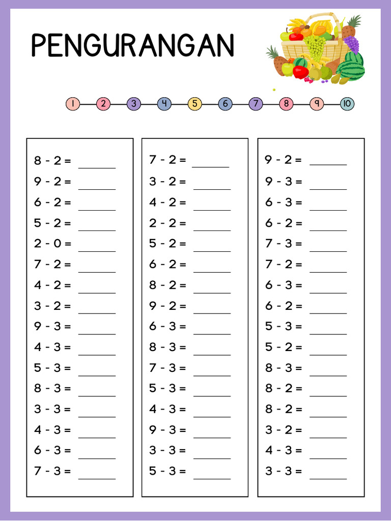 Pengurangan Dasar 1s.d10 | PDF