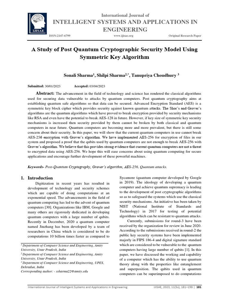 Symmetric Key Algorithm | PDF | Cryptography | Quantum Computing