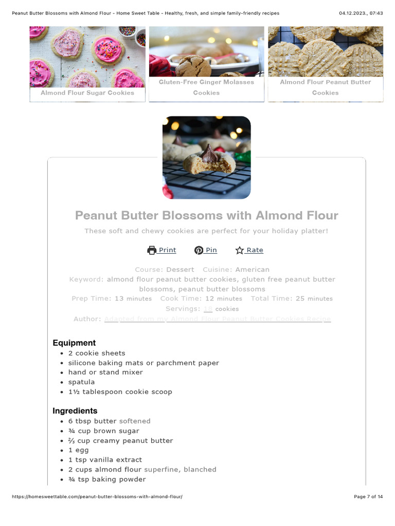 Peanut Butter Blossoms With Almond Flour - Home Sweet Table - Healthy ...