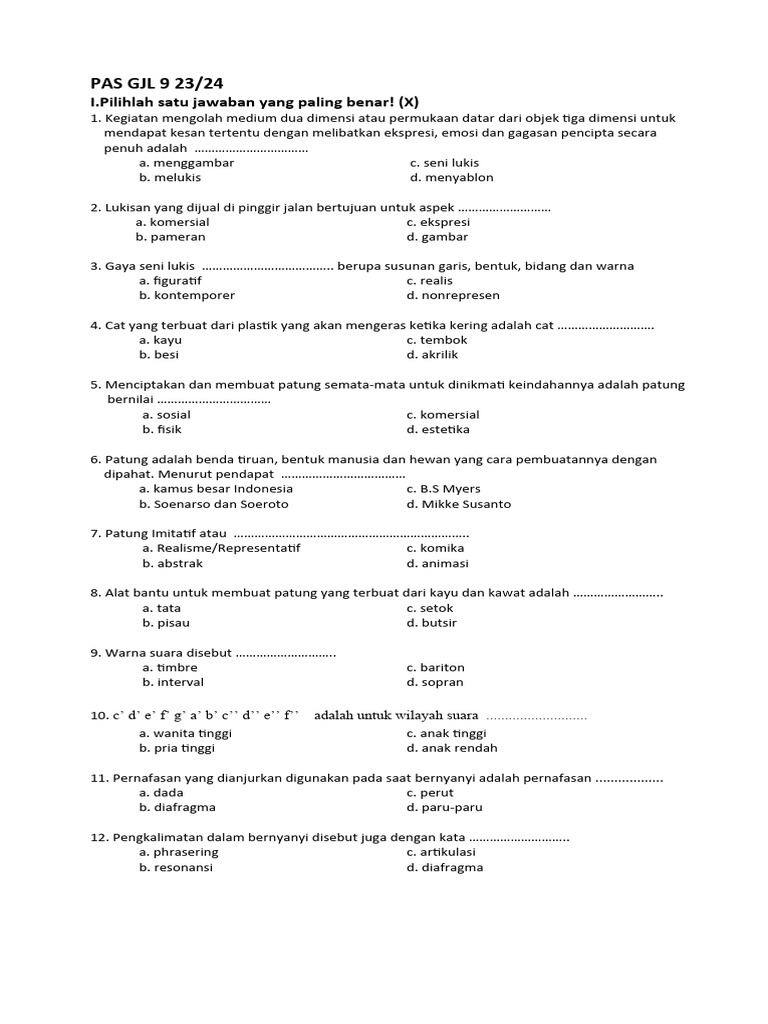 Soal Pas Ganjil 2324 | PDF