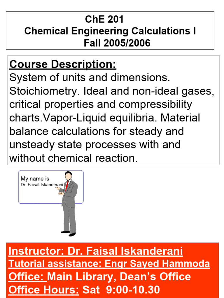 ChE 201: Chemical Engineering Basics | PDF | Gases | Chemical Engineering