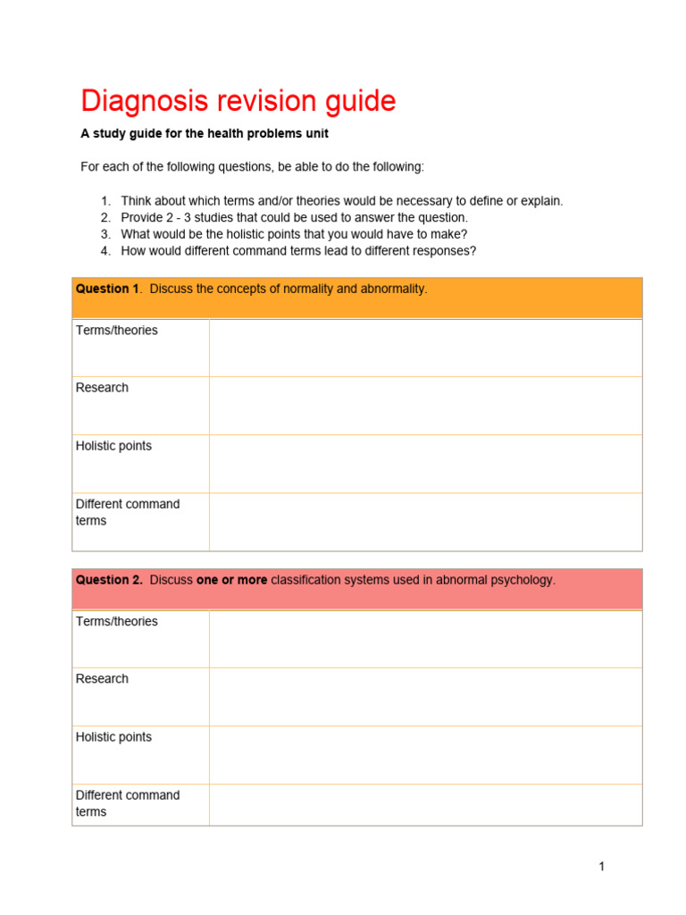 Diagnosis Study Guide | PDF