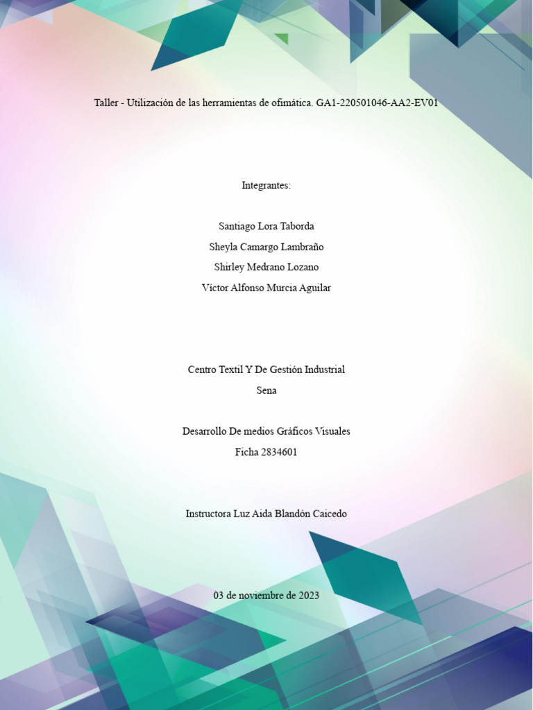 Taller - Utilización de Las Herramientas de Ofimática. GA1-220501046-AA2-EV01 | PDF | Ingeniería ...