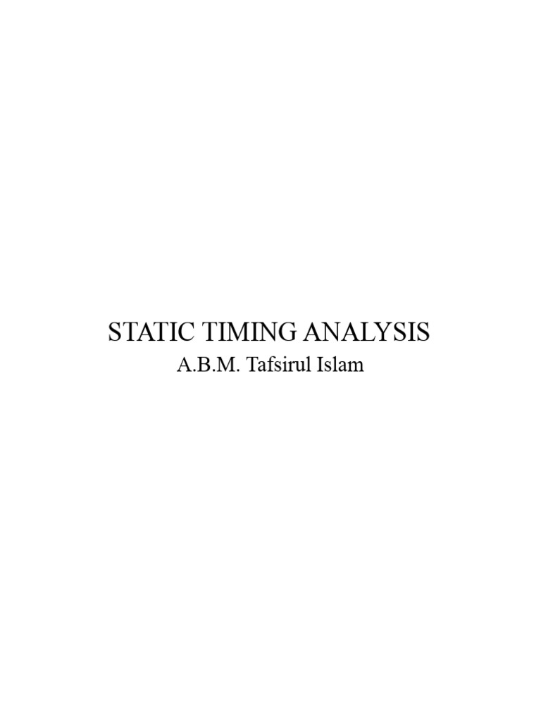 Static Timing Analysis Sta Pdf Digital Electronics Computer Science