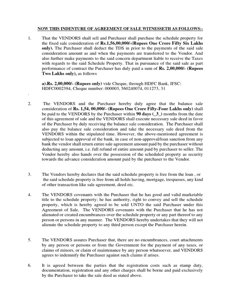 Print NOW THIS INDENTURE OF AGREEMENT OF SALE WITNESSETH AS FOLLOWS ...