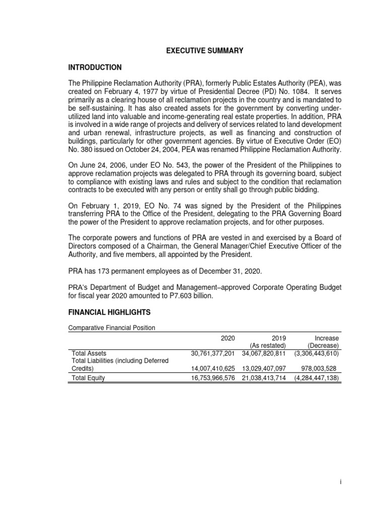 Philippine Reclamation Authority Audit Report 2020 | PDF | Financial ...
