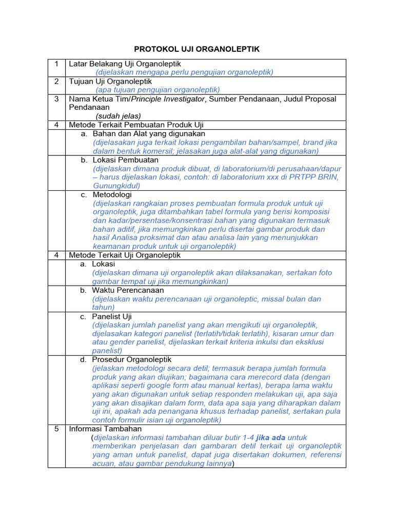 Protokol Uji Organoleptik | PDF | Sains & Matematika