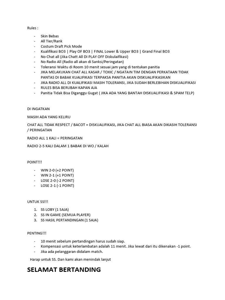 Rules Asl Baru | PDF