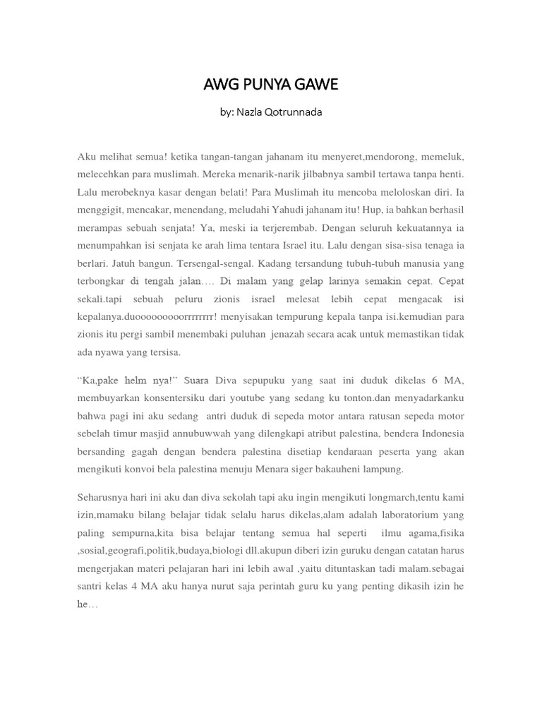 Cerpen AWG PUNYA GAWE | PDF