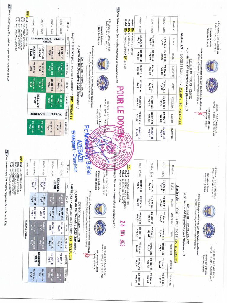 Edt Et TD L1 S1 2023-2024 | PDF