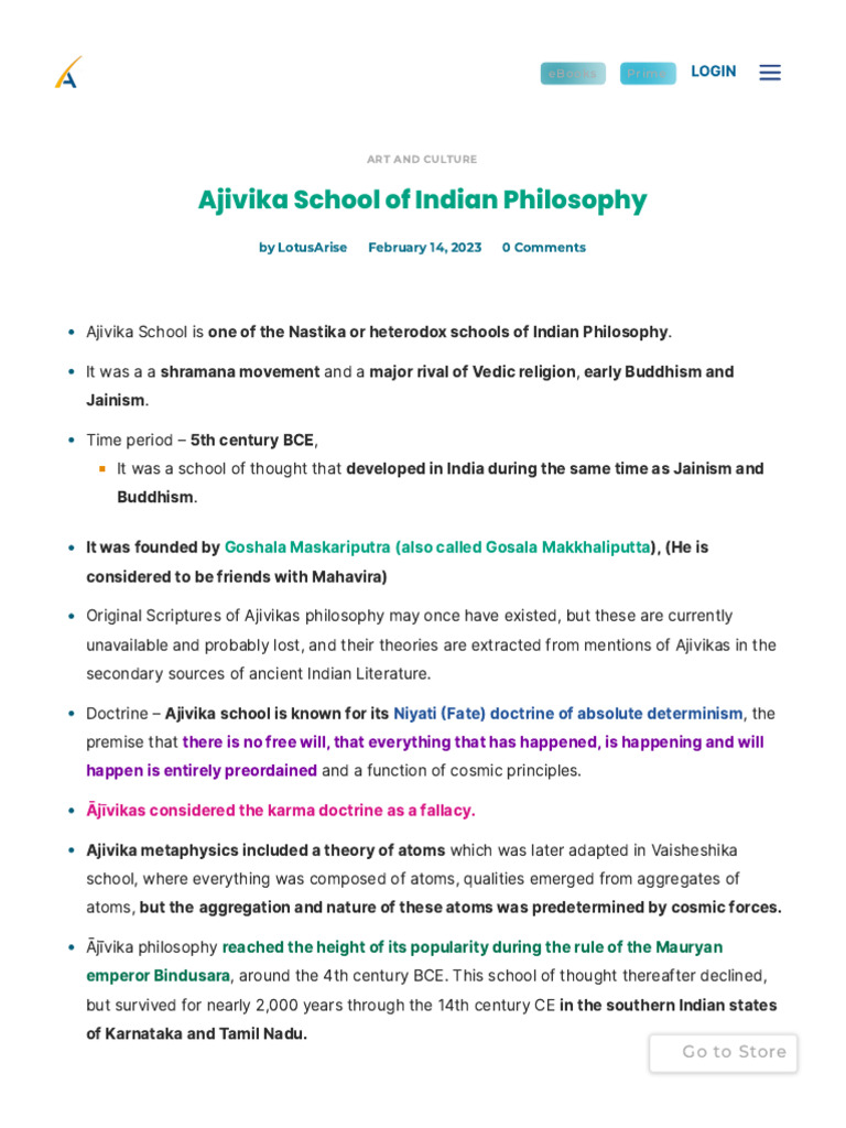 Ajivika Philosophy: An Overview | PDF | Eastern Philosophy | Indian ...