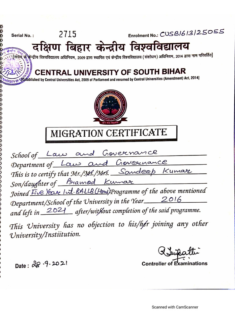 Migration Certificate Upload | PDF