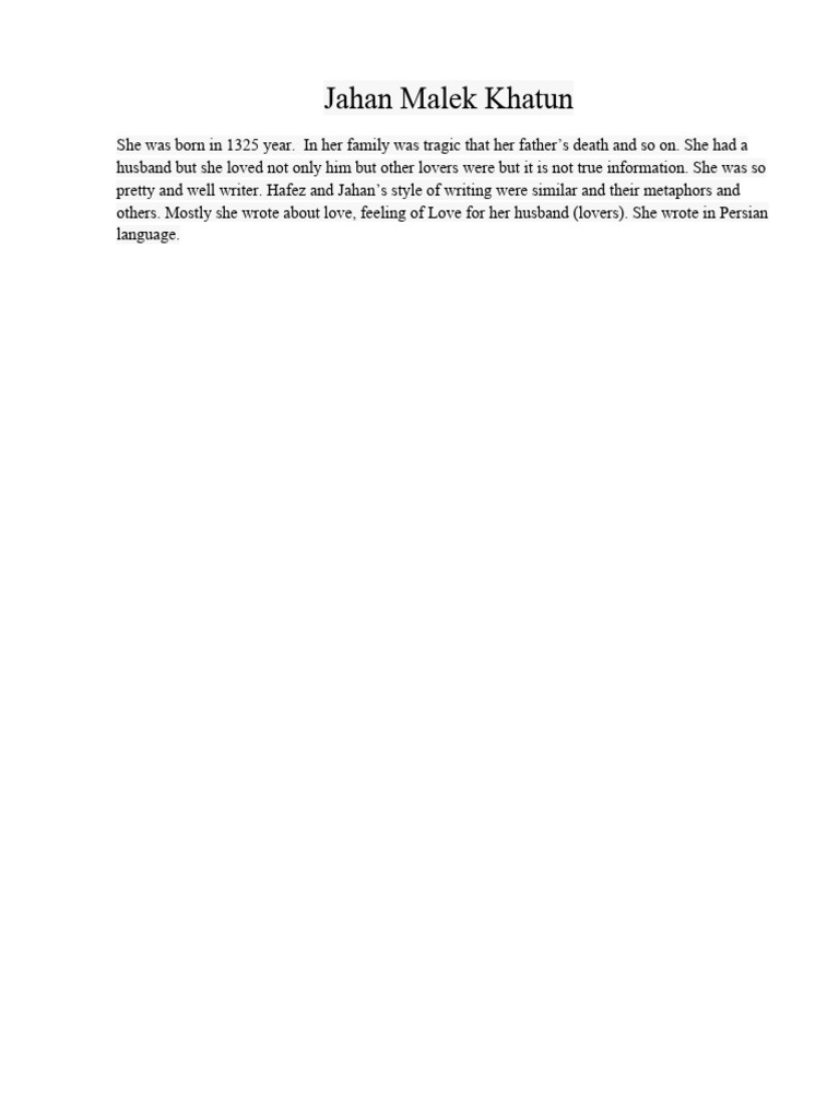 Jahan Malek Khatun | PDF | Poetry