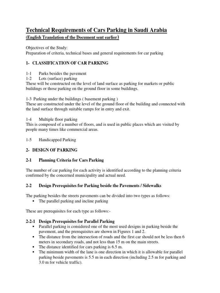 KSA Parking Technical Requirements | PDF | Elevator | Pipe (Fluid ...
