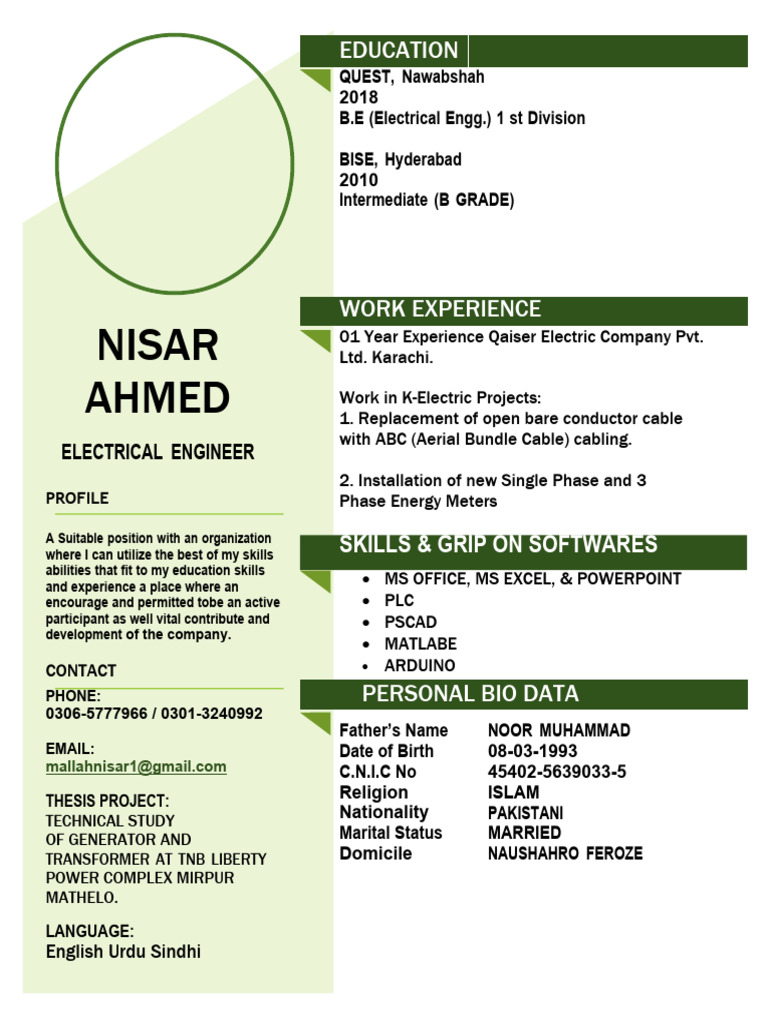 Nisar Ahmed BE CV | PDF