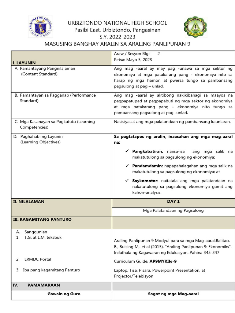 Revised DLP Mga Palatandaan NG Pagsulong | PDF