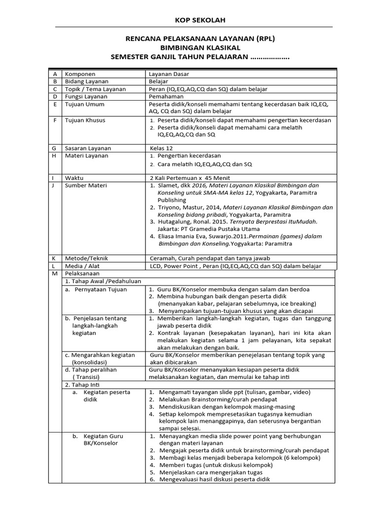 RPL Peran - Iq, Eq, Aq, CQ Dan SQ - Dalam Belajar (Ganjil) | PDF ...