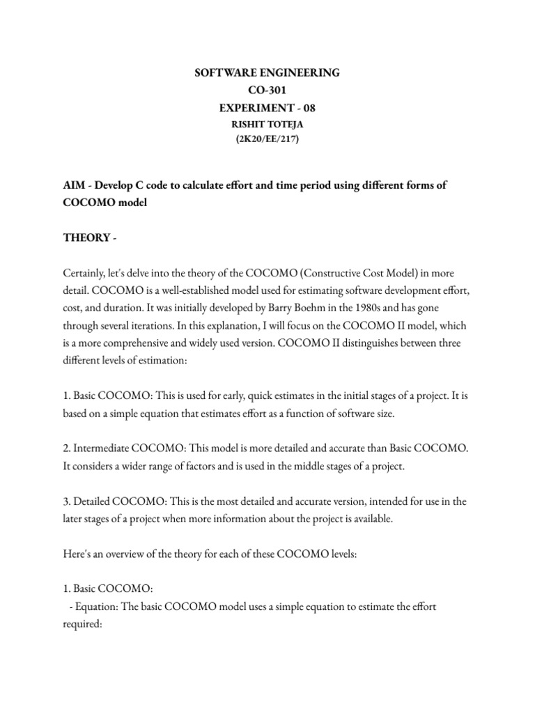 Experiment 08 Software Engineering Rishit Toteja 2k20 Ee 217 | PDF | Software Engineering ...
