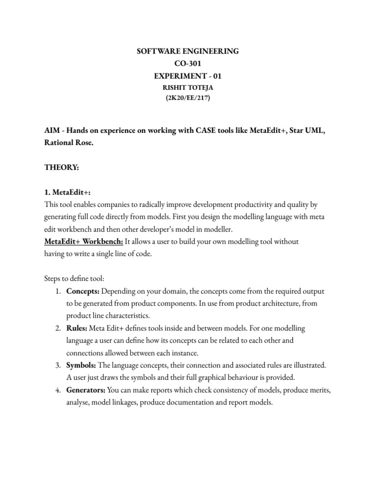 CASE Tools for Software Engineering | PDF | Unified Modeling Language ...