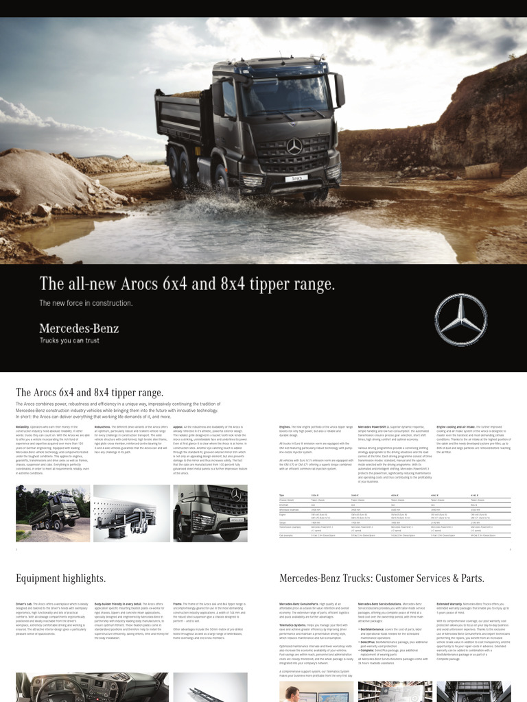 The All New Arocs 6x4 and 8x4 Tipper Range | PDF | Truck | Axle