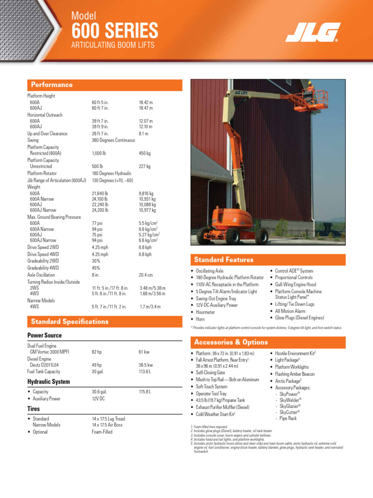 JLG 600 Aj | PDF | Diesel Engine | Car