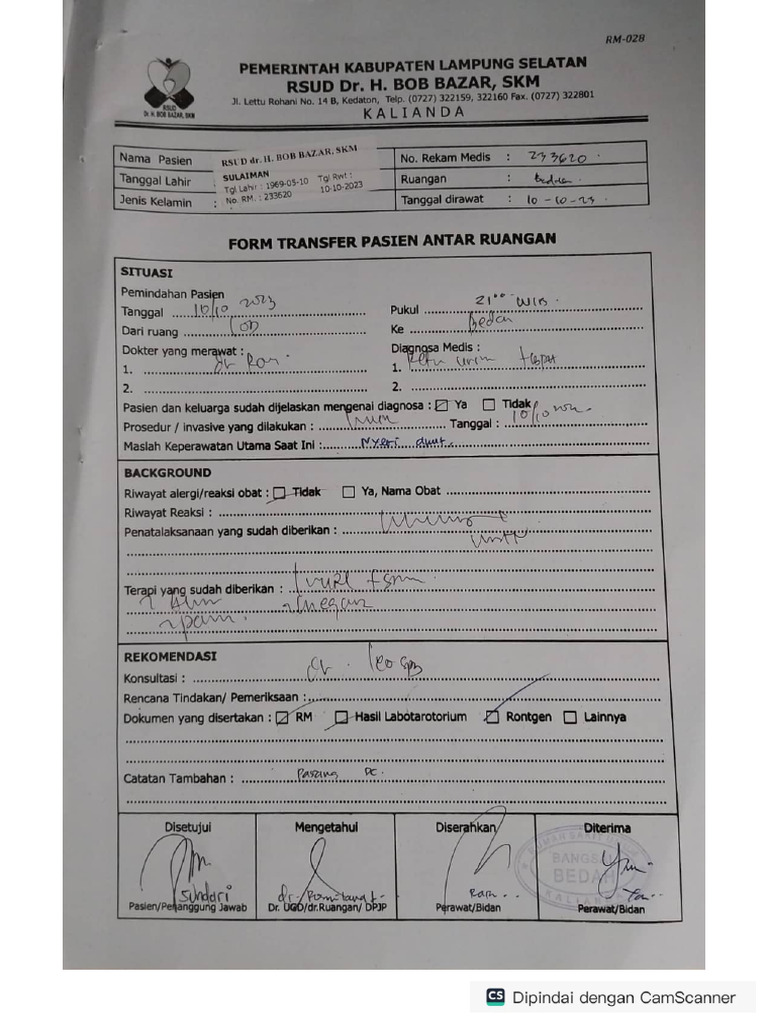 Bukti Form Transfer IGD Ke Ruangan | PDF