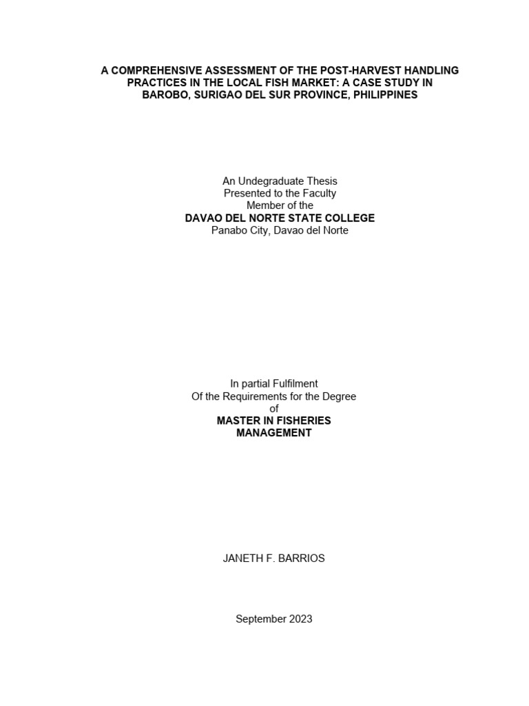 Janeths Thesis Proposal | PDF | Seafood | Fishery