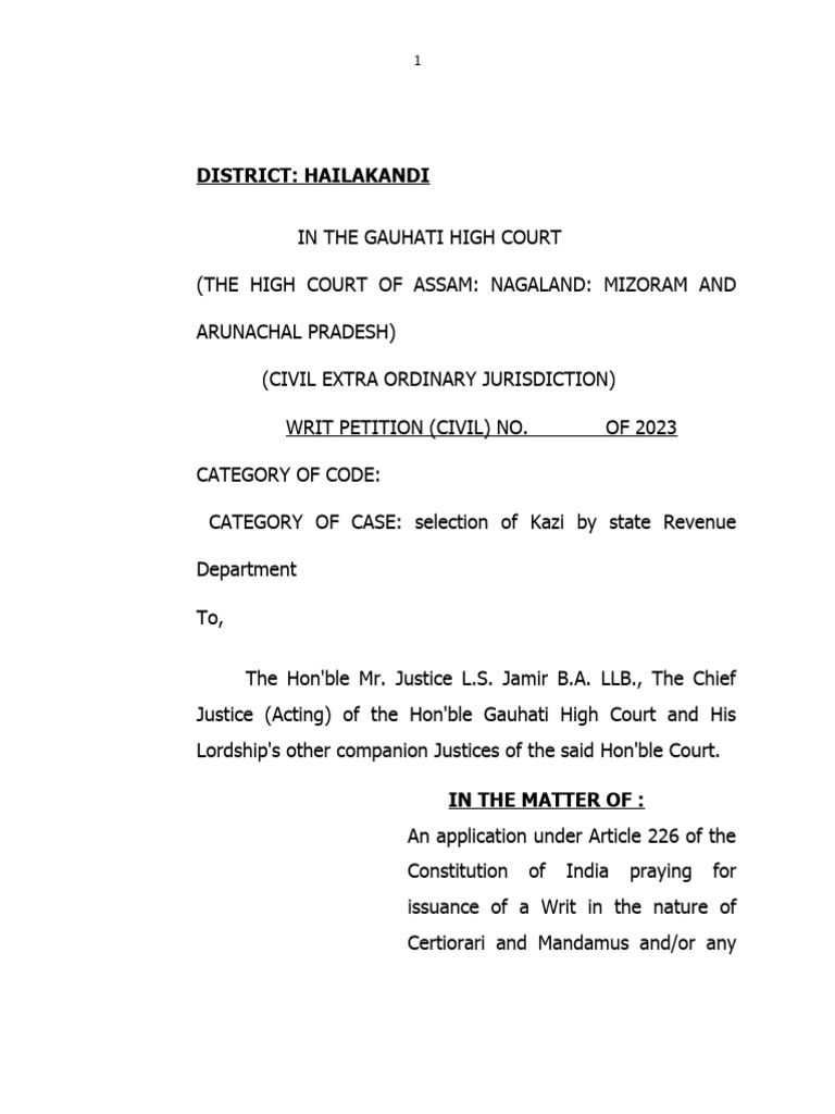 Selection of Muslim Kazi Hailakandi | PDF | Divorce | Mandamus