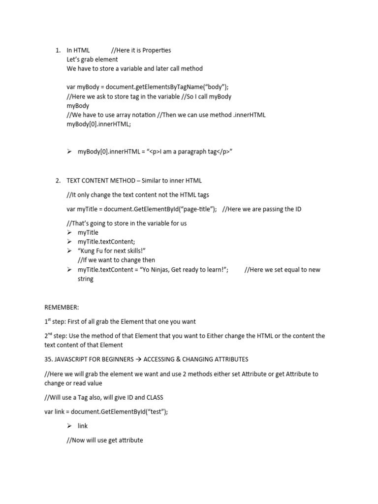 Js Tut Pdf Document Object Model Html Element