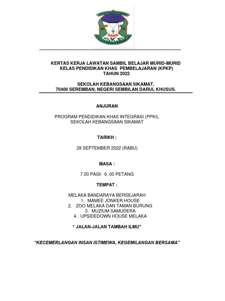 KERTAS KERJA LAWATAN SAMBIL BELAJAR MAMEE JONKER WALK MELAKA Edit | PDF