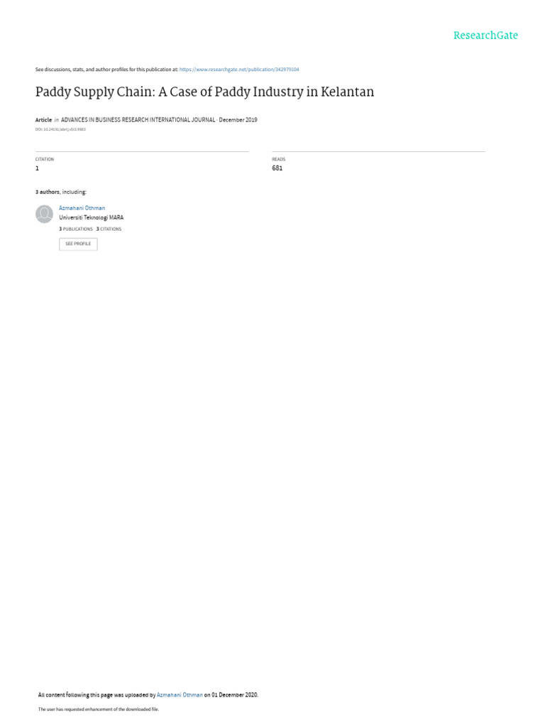 Paddy Supply Chain ACaseof Paddy Industryin Kelantan Paddy Supply Chain ...