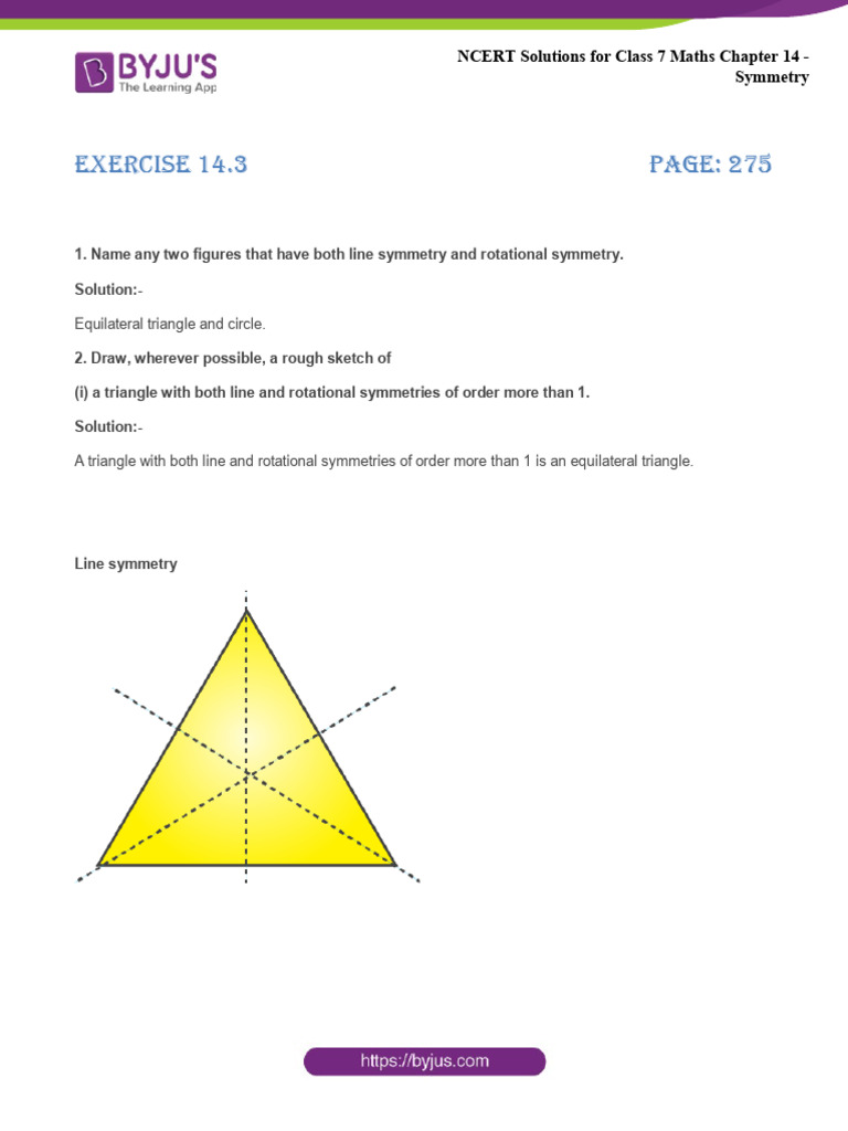 NCERT Solutions For Class 7 Maths 9may Chapter 14 Symmetry Exercise 14.3 | PDF | Rectangle ...