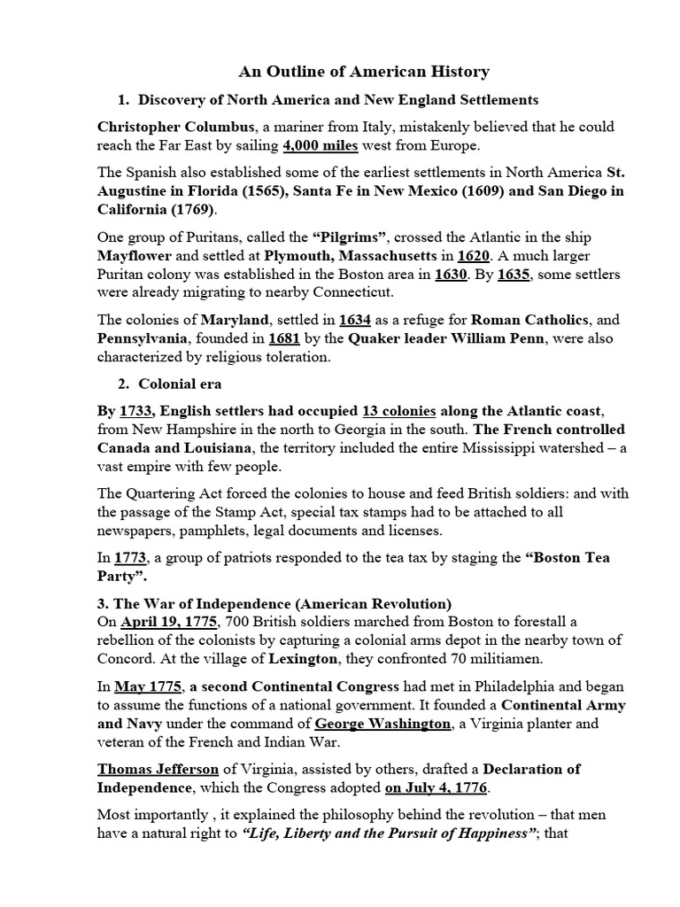 American History Outline | PDF | Thirteen Colonies | New Deal