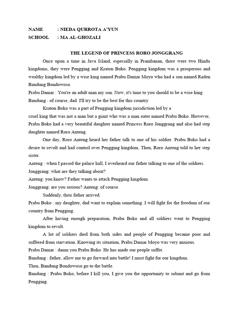 Story Telling Roro Jonggrang | PDF