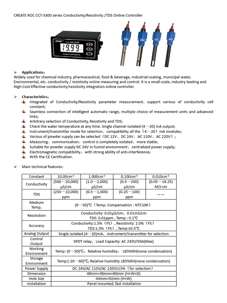 CREATE ROC CCT 3300 Series | PDF | Power Supply | Electrical Resistivity And Conductivity