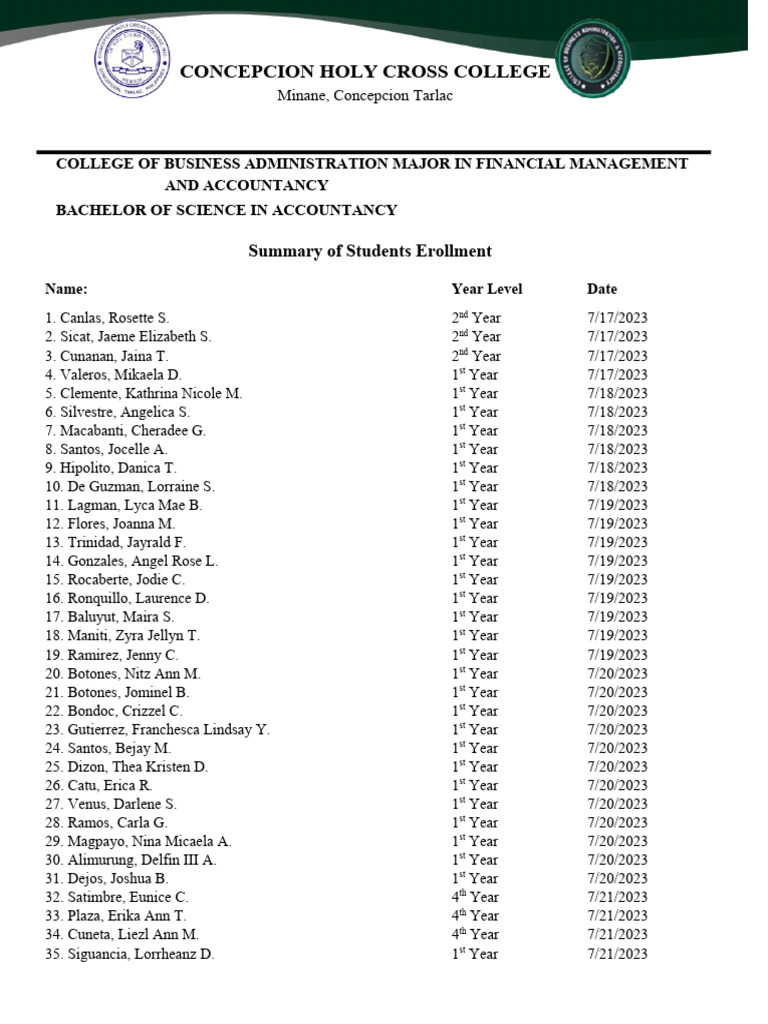 HBSA Summary of The Students Early Reg. and Clearance | PDF
